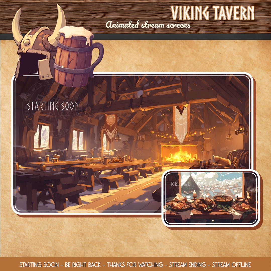 Viking Tavern Animated Stream Screens: D&D Twitch Background (digital ...