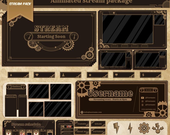Stargate: Steampunk, Starry Themed Overlay Set for Twitch Streams ...
