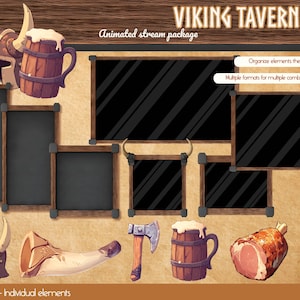 D&D Viking Tavern Twitch Animated Overlay Pack. Dungeon and Dragons Stream Overlay, RPG Stream ...