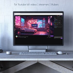 Cyberpunk Japanese Vtuber Bedroom Streaming Background. Neon Light ...
