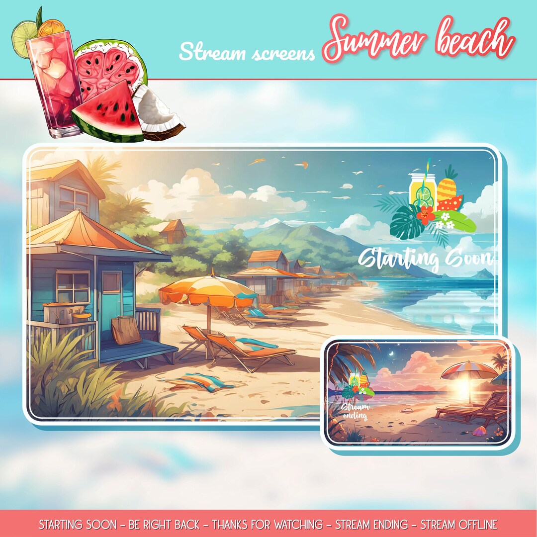 Summer Beach Stream Screens: Tropical Twitch Background (digital ...