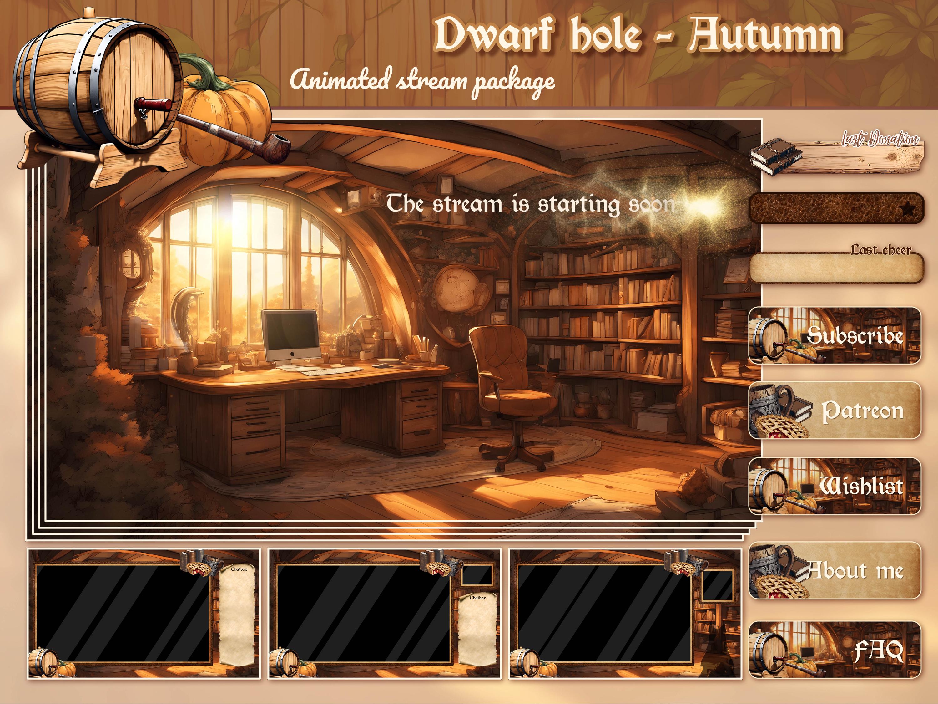 Dungeon and Dragons Twitch Overlay: Cottagecore Dwarf Hole, Autumn ...