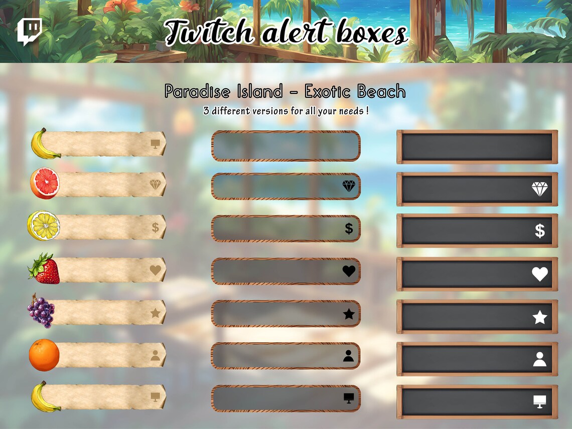 Summer Beach Twitch Animated Overlay Pack. Twitch Panels, Stream ...