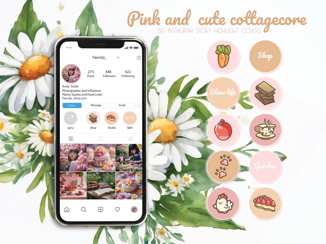 50 Cottagecore Instagram Story Highlight Covers Customizable Social ...