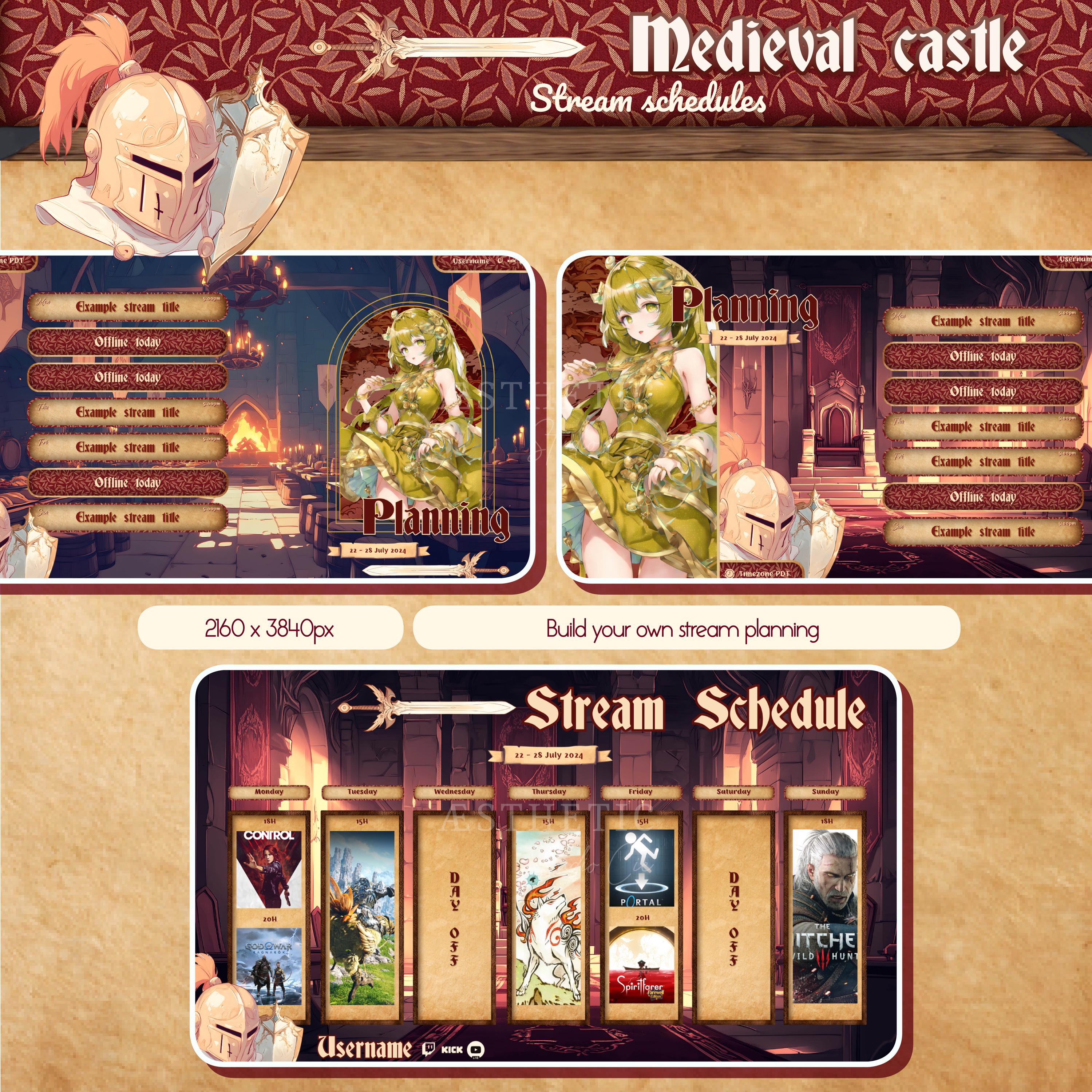 D&D Stream Schedule: Medieval Castle, RPG Canva Template (digital ...