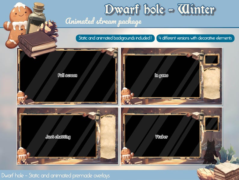 Winter Dwarf Hole Twitch Stream Overlay Package: Cottagecore D&D - Etsy