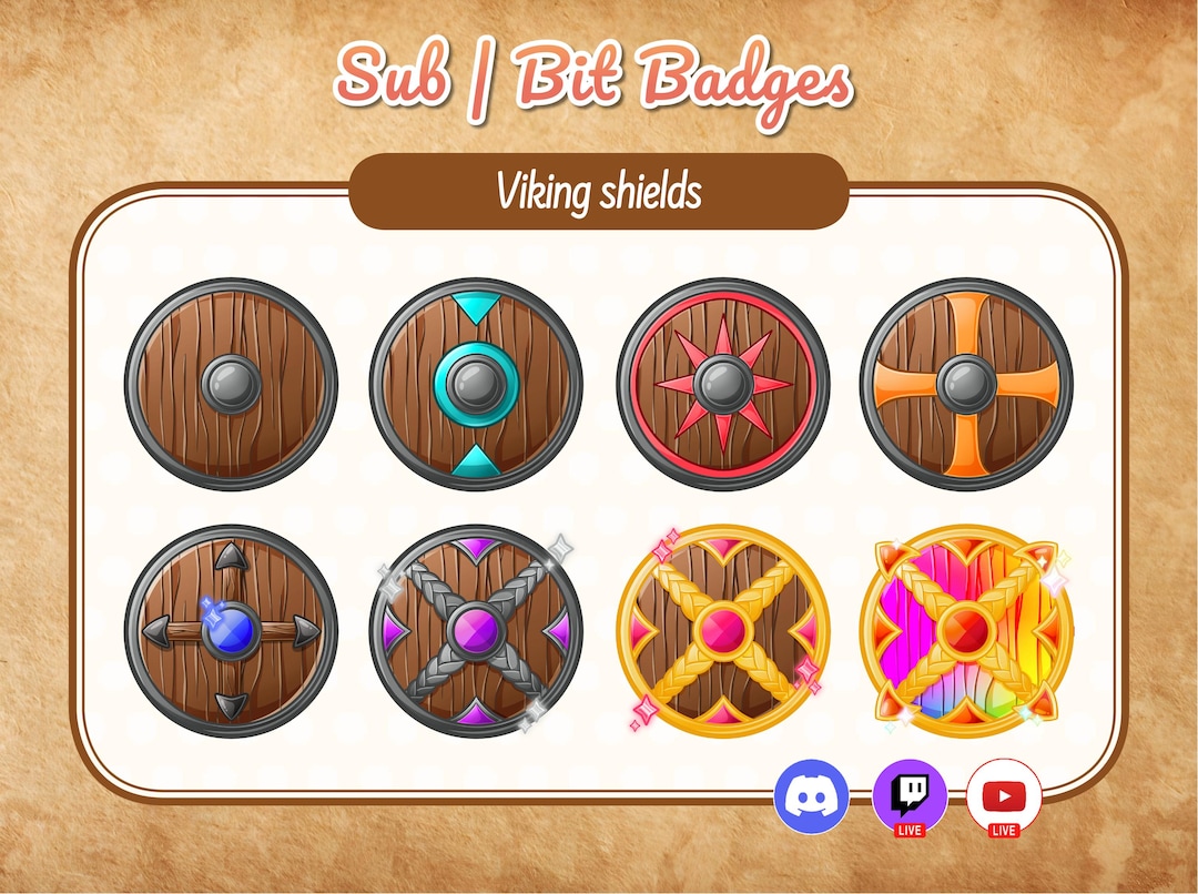 Viking Shield Twitch Badges: Dnd Medieval Badges (digital Download) - Etsy
