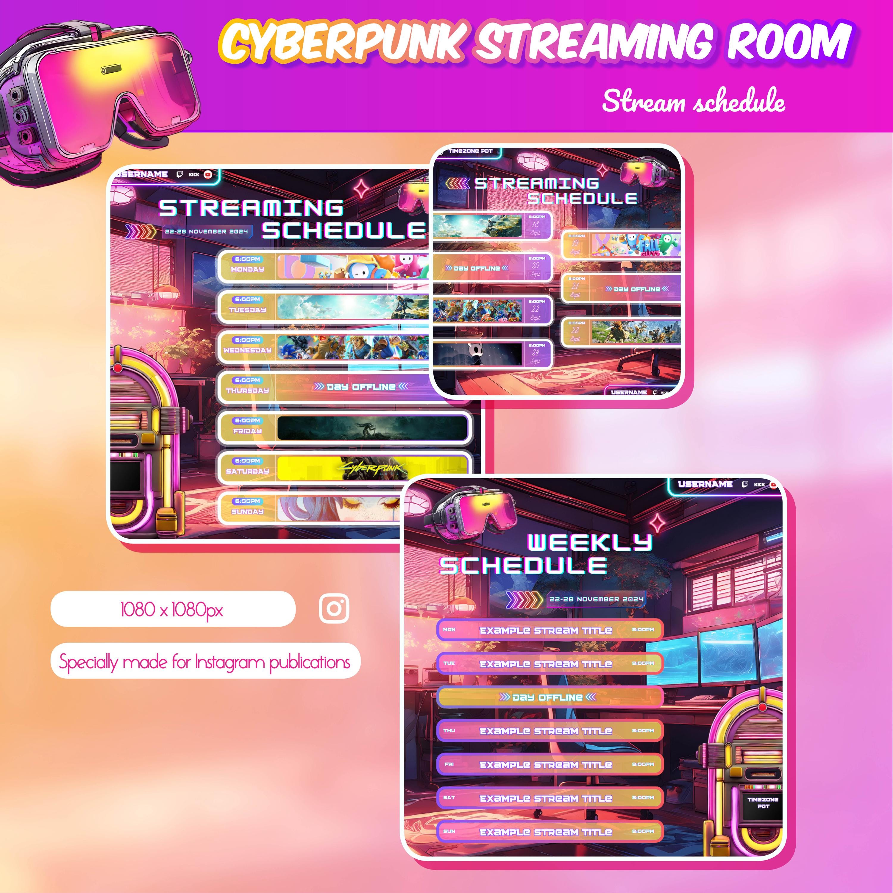 Cyberpunk Stream Schedule Template: Neon Twitch & Instagram (canva) - Etsy