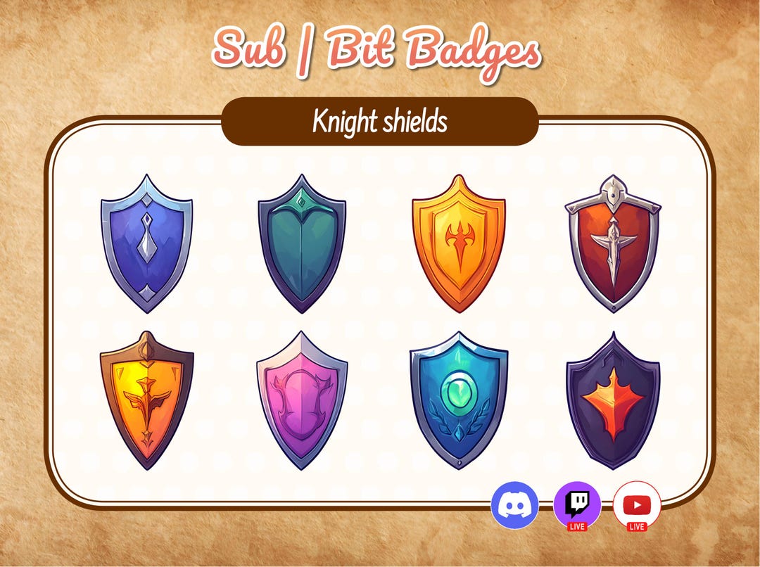 Knight Shield Twitch Badges: Dungeons and Dragons Channel Points - Etsy