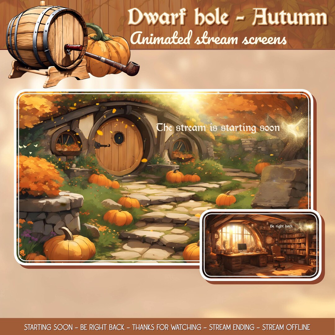 Dwarf Hole Cottage Stream Screen: D&D Autumn Vtuber Background (digital ...