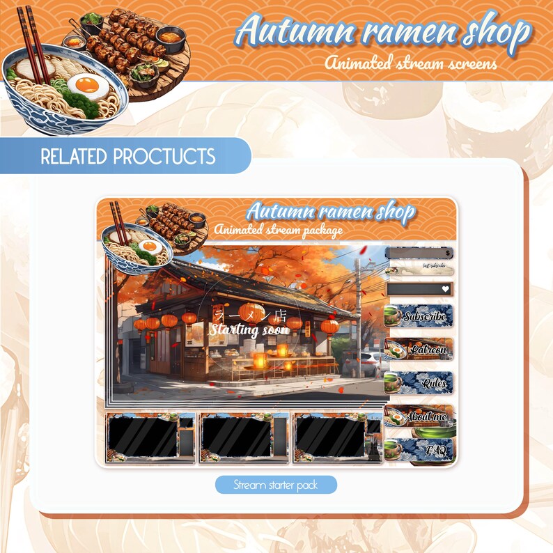 Autumn Ramen Shop Animated Stream Screens: Japan Food (digital Download ...