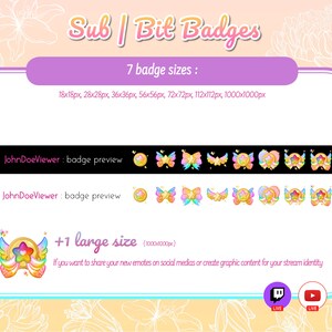 Magical Girl Twitch Badges: Pastel Kawaii Star, Wings (digital Download ...