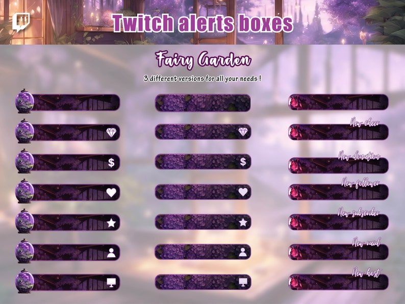 Fairy Garden Twitch Animated Overlay Pack. Twitch Panels, Stream Overlay, Stream Package, Twitch ...