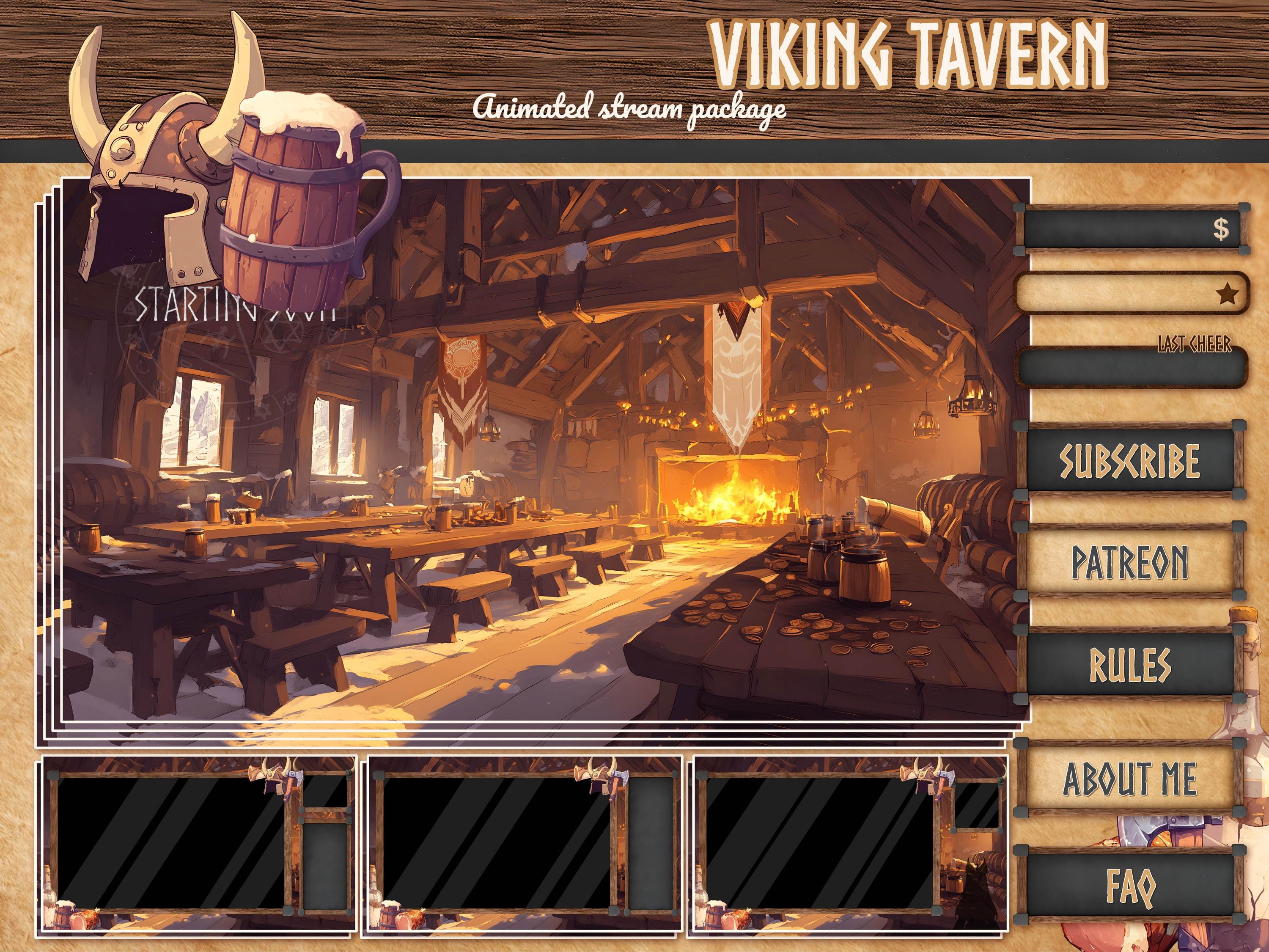 D&D Viking Tavern Animated Twitch Overlay: RPG Stream Package (digital ...