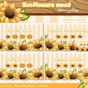 No AI Cute Sunflower Twitch Overlay Pack. Dandelion Stream Package ...
