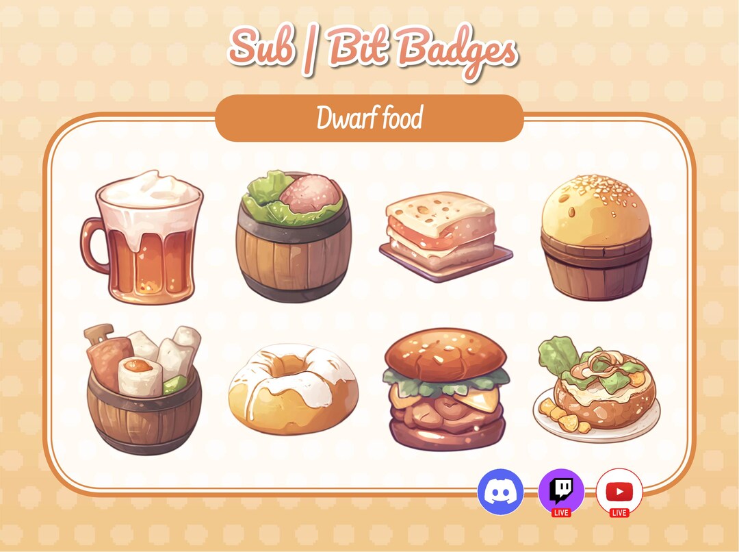 Dwarf Food Twitch Badges: Dungeons and Dragons Medieval Theme (digital ...