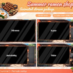 Summer Ramen Shop Twitch Animated Overlay Pack. Twitch Panels, Stream ...