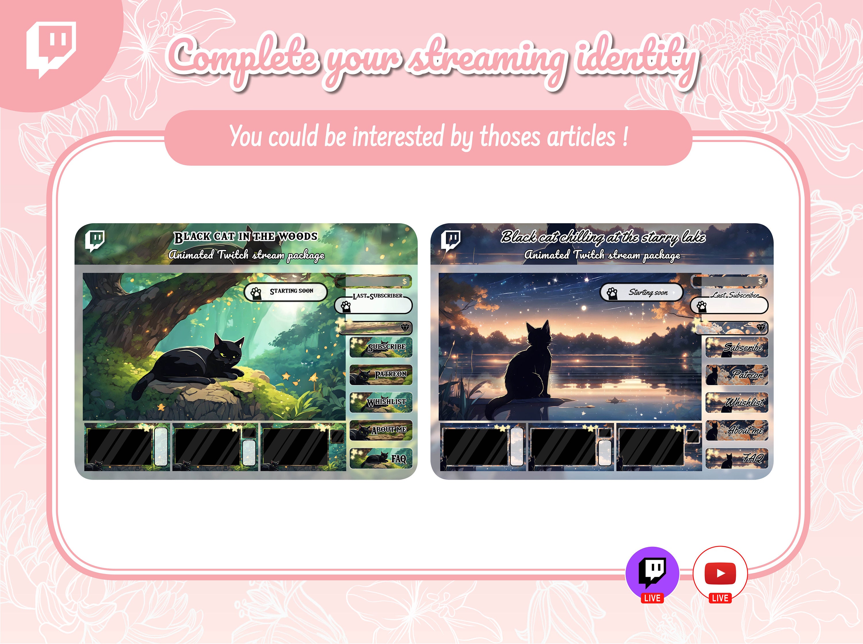 Cute Glass Cat Paw With Pastel Pink Liquid Twitch Badges Kitten Paw ...