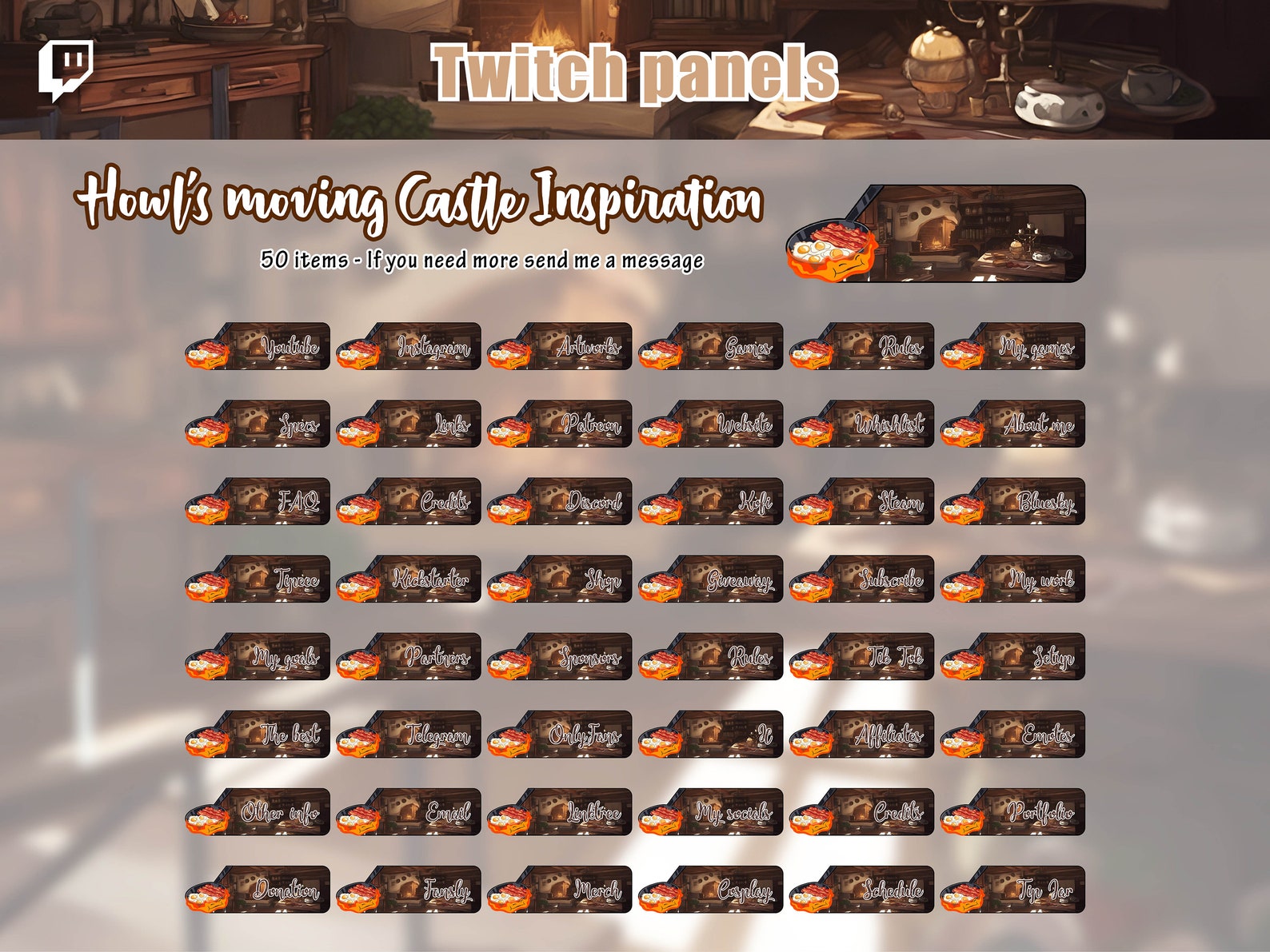 Studio Ghibli Howl's Moving Castle Twitch Animated Overlay Pack. Twitch ...