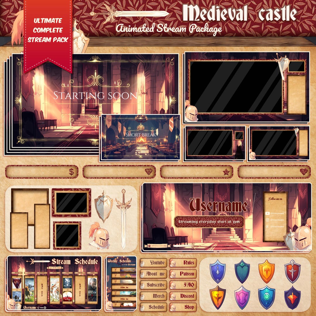 D&D Medieval Castle ULTIMATE Full Stream Package. Fantasy Dungeon and Dragons Stream Overlay ...