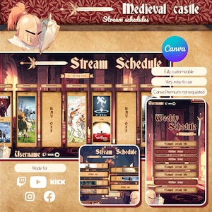 D&D Stream Schedule: Medieval Castle, RPG Canva Template (digital ...