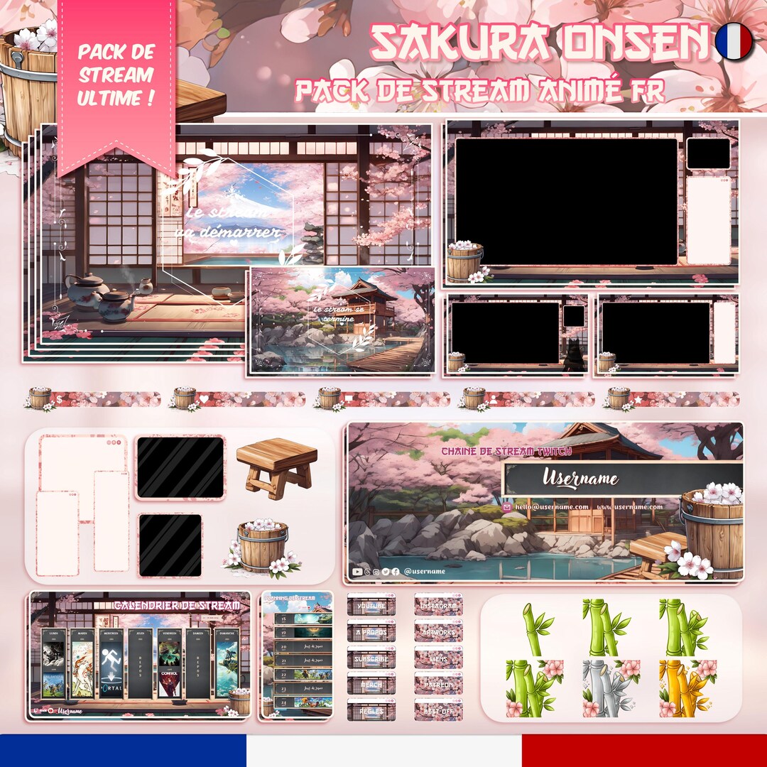 Samurai Sakura Onsen in Japan Full Animated Stream Package FRENCH ...