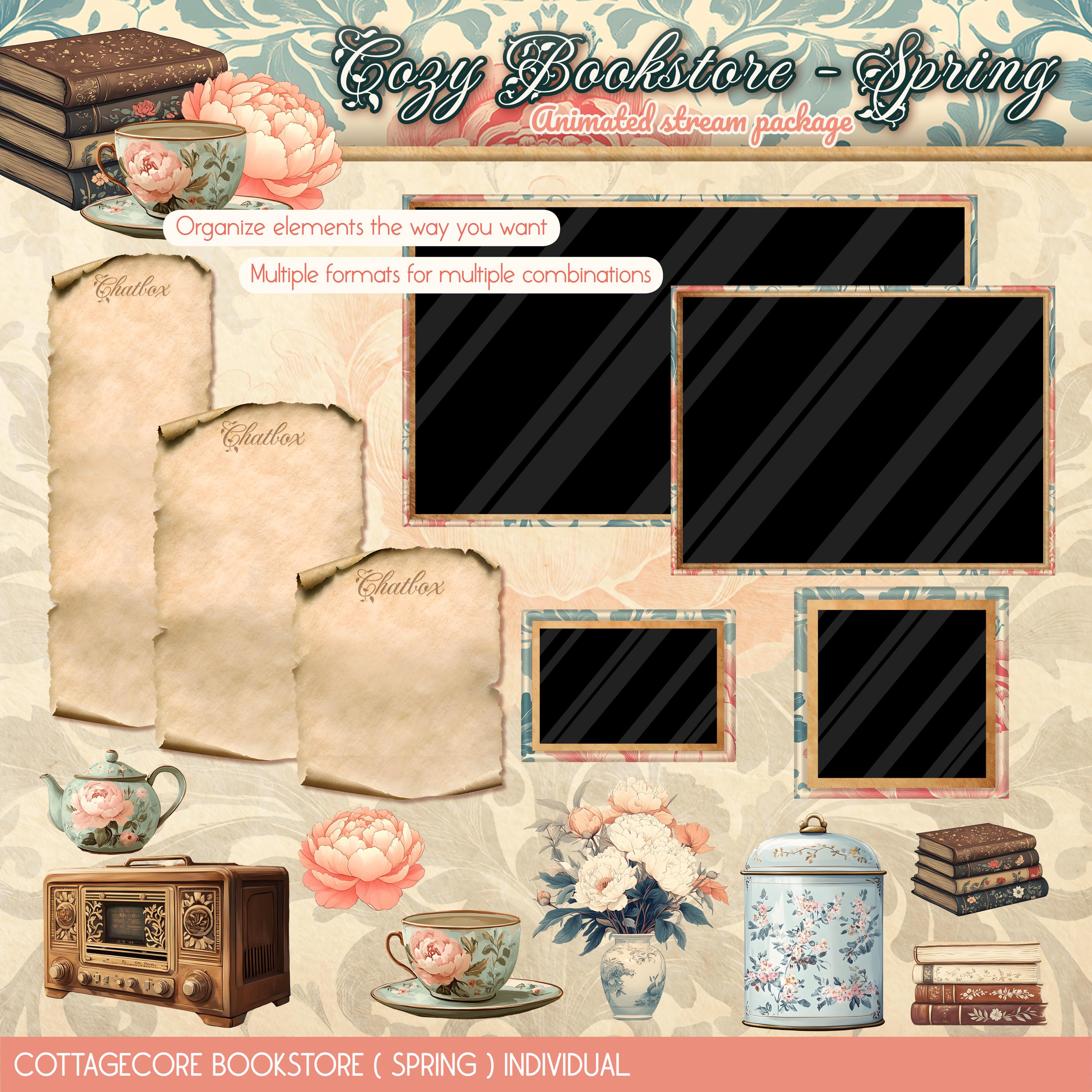 Cozy Cottagecore Bookstore Full Stream Package: Twitch Overlay, Alerts ...