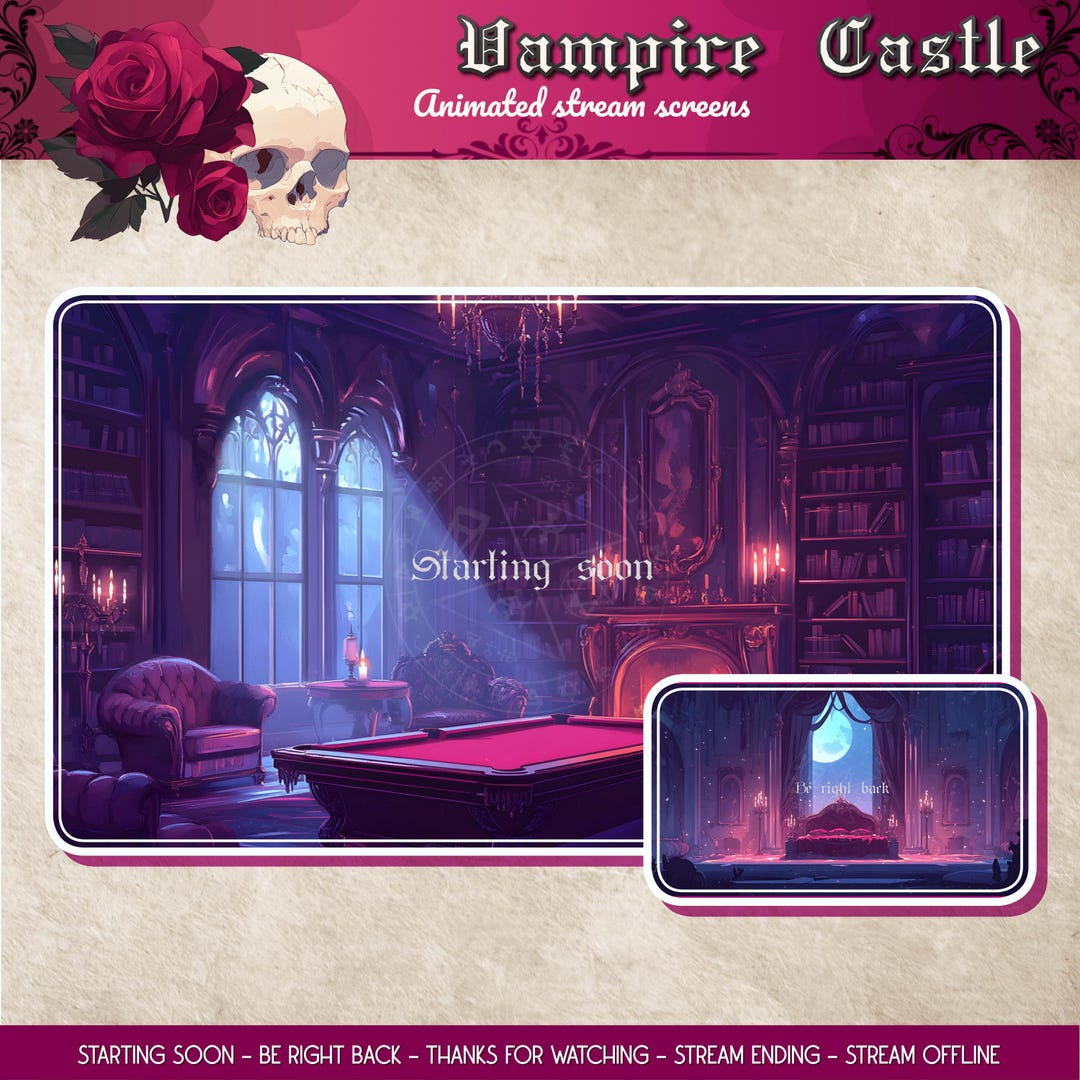 Vampire Castle Animated Stream Screens: D&D Gothic RPG Vtuber ...