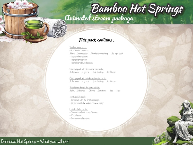 Relaxing Samurai Bamboo Onsen Animated Stream Package: Japanese Hot ...