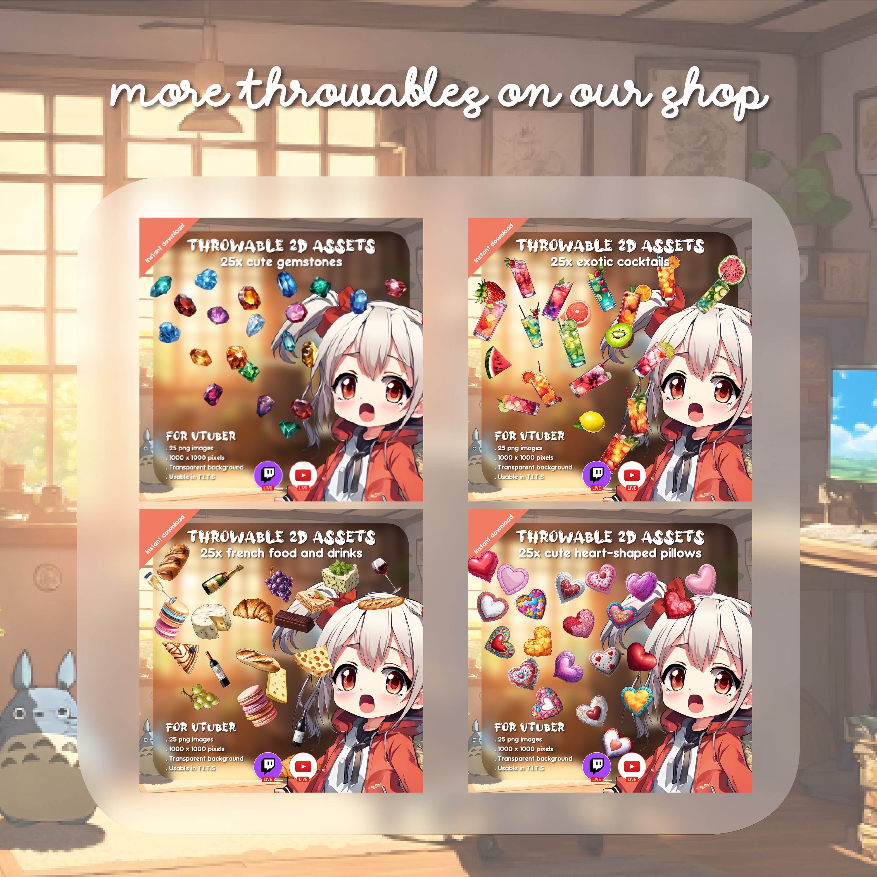 25 Japanese Food Vtuber Throwable Assets: 2D Stream Overlay (digital ...