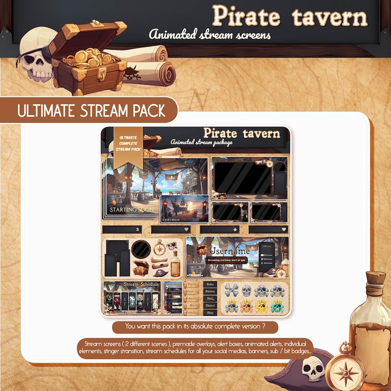 Pirate Tavern Animated Stream Screens: D&D Twitch Background (digital ...