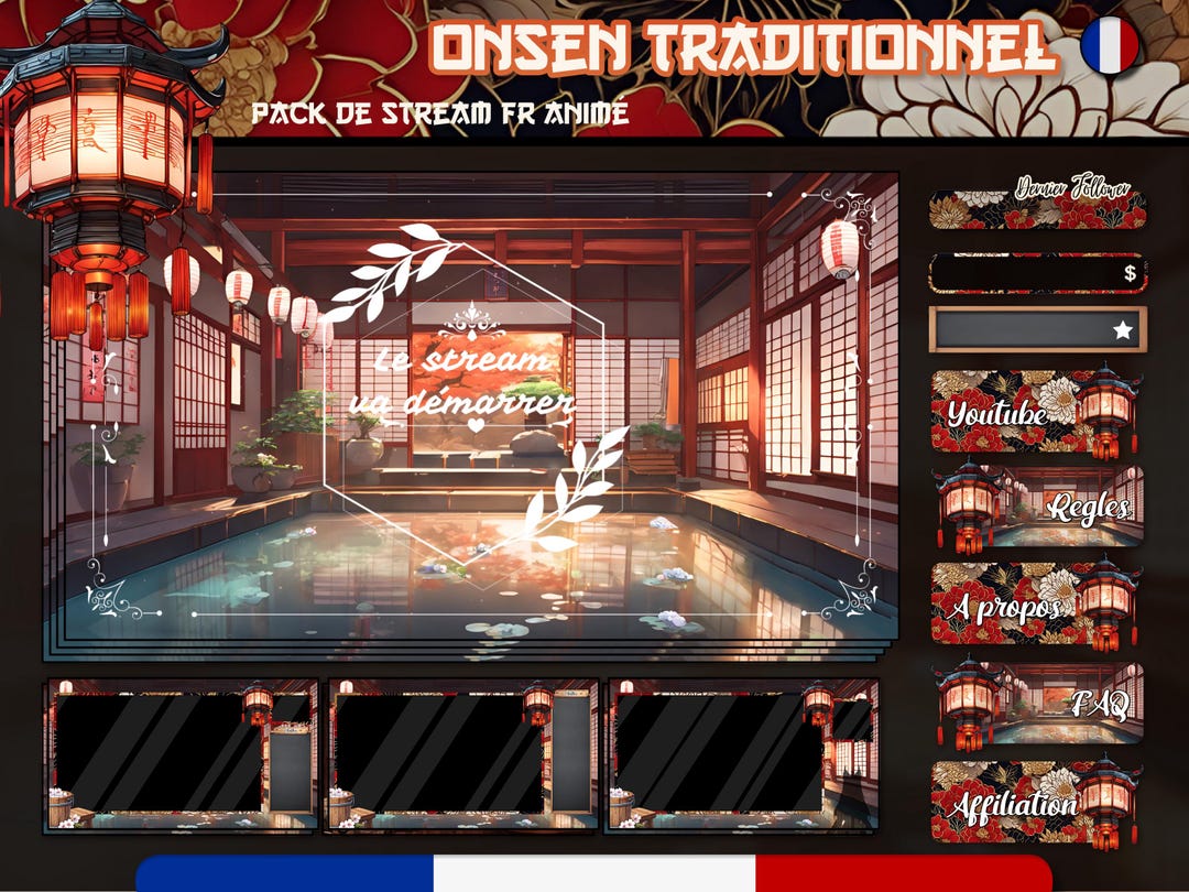 Japanese Onsen Animated Twitch Stream Pack FRENCH : Traditional Samurai ...