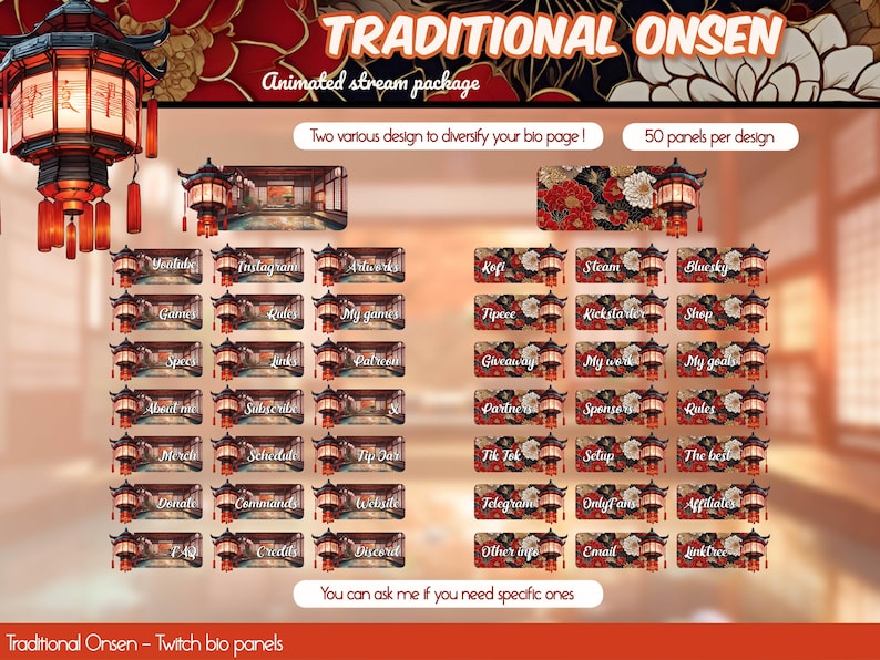 Samurai Japanese Onsen Animated Stream Package : Traditional Hot ...