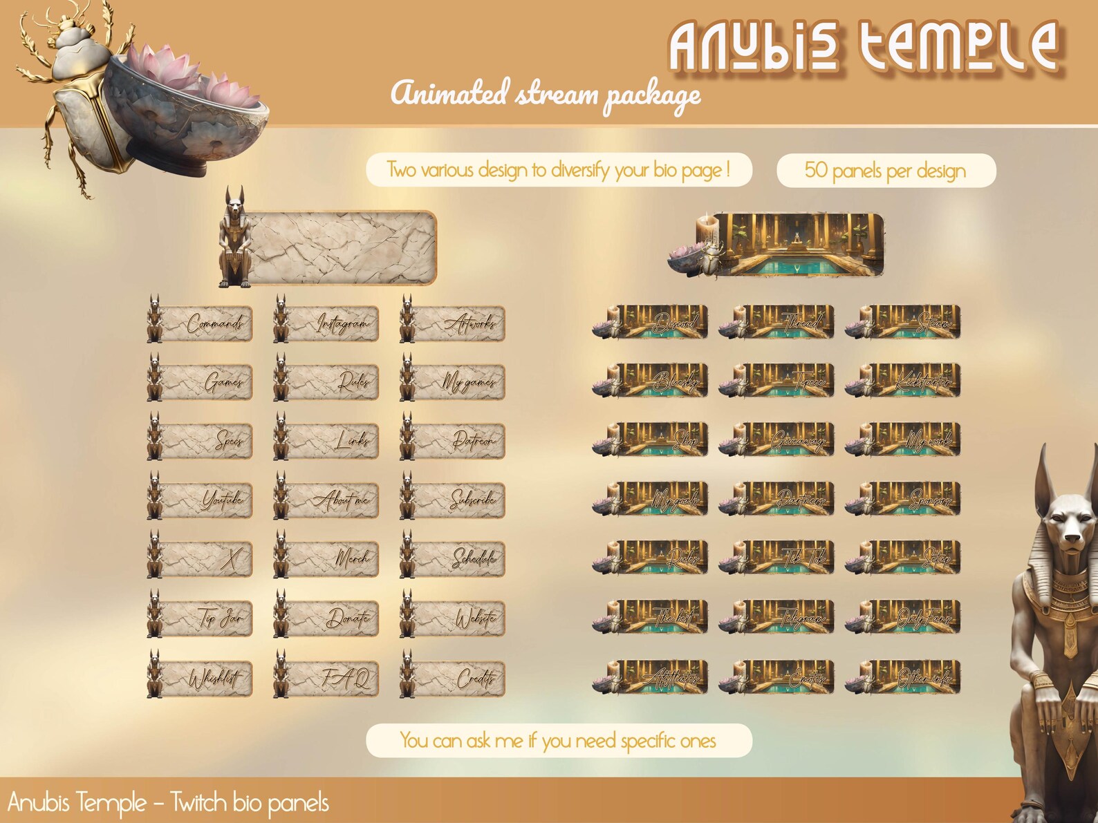 Anubis Temple Twitch Stream Package: Egyptian Vtuber Overlay (digital ...