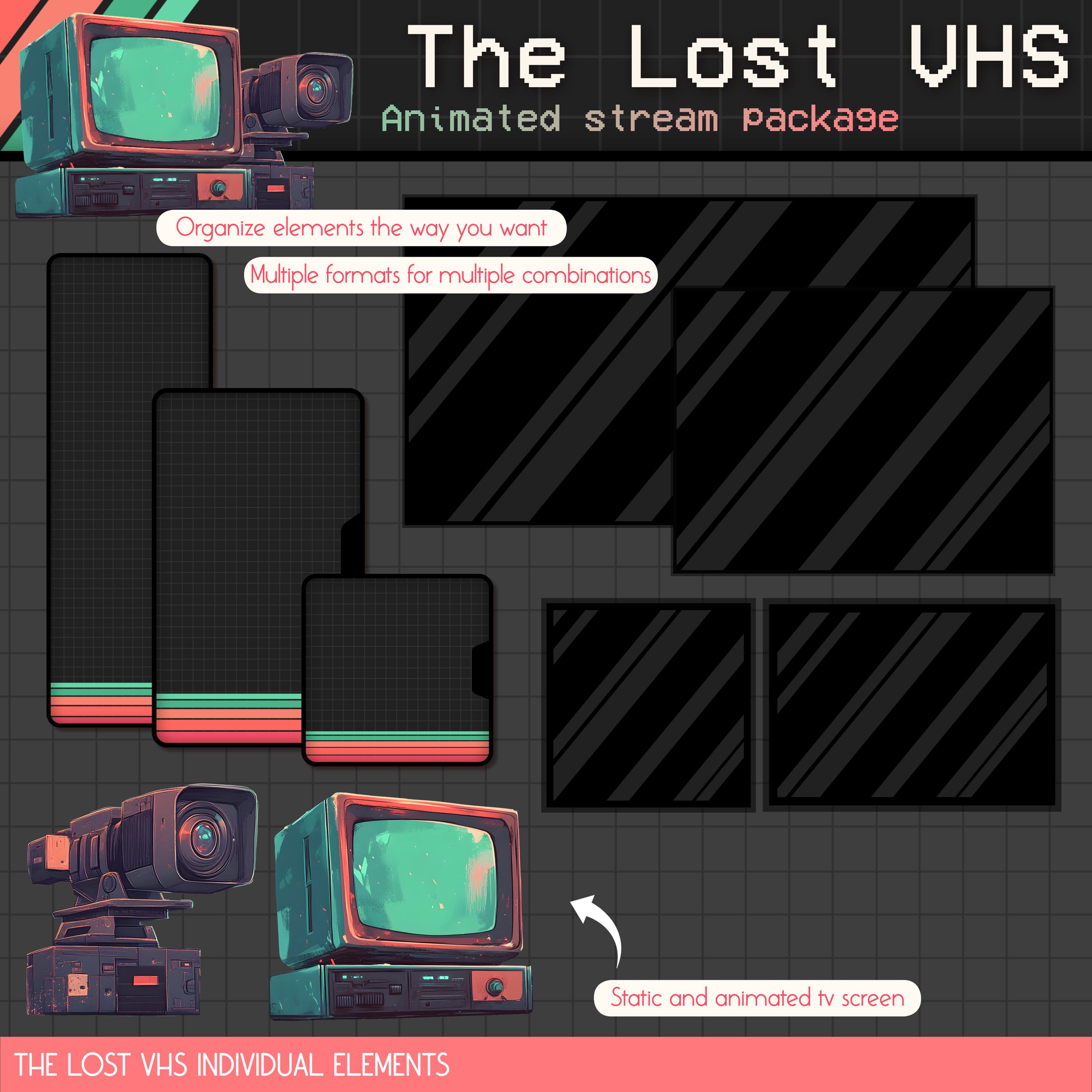 Retro Horror Full Stream Overlay Package: the Lost VHS Glitch Twitch ...