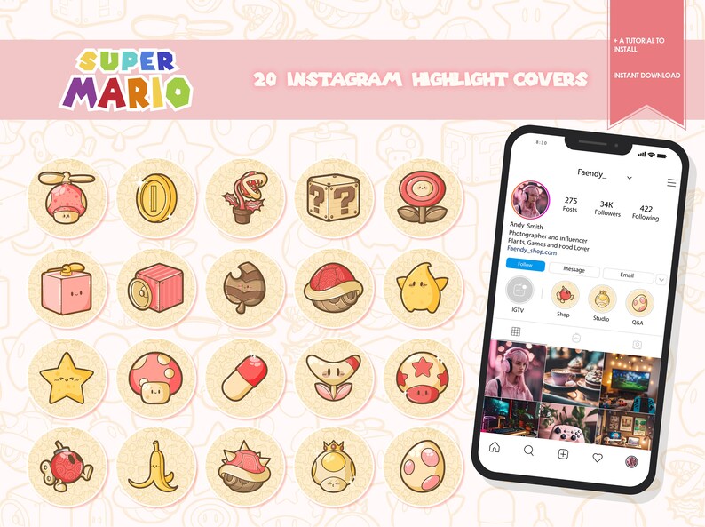 20 Super Mario Instagram Story Highlight Covers Video Games ...