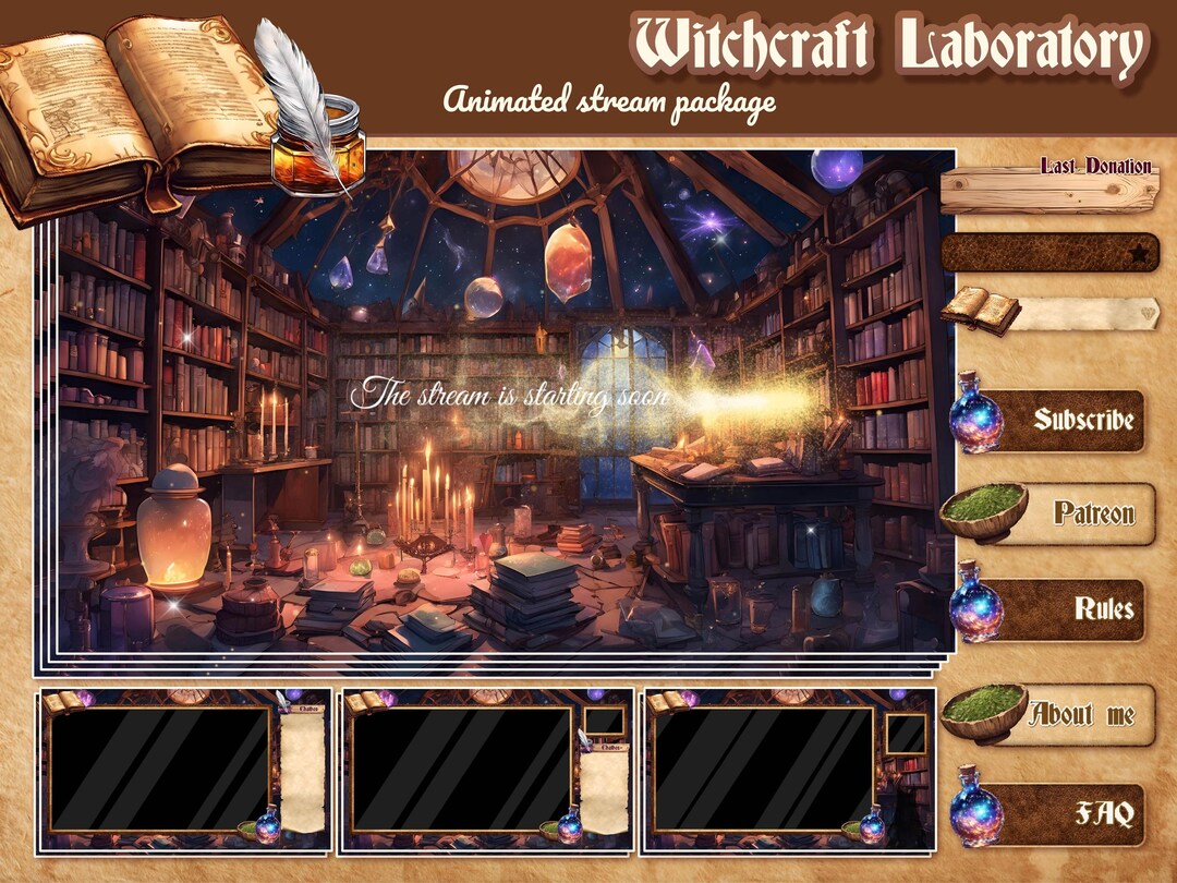 Witchcraft Lab Animated Stream Package: Twitch Overlay, Panels (digital Download) - Etsy