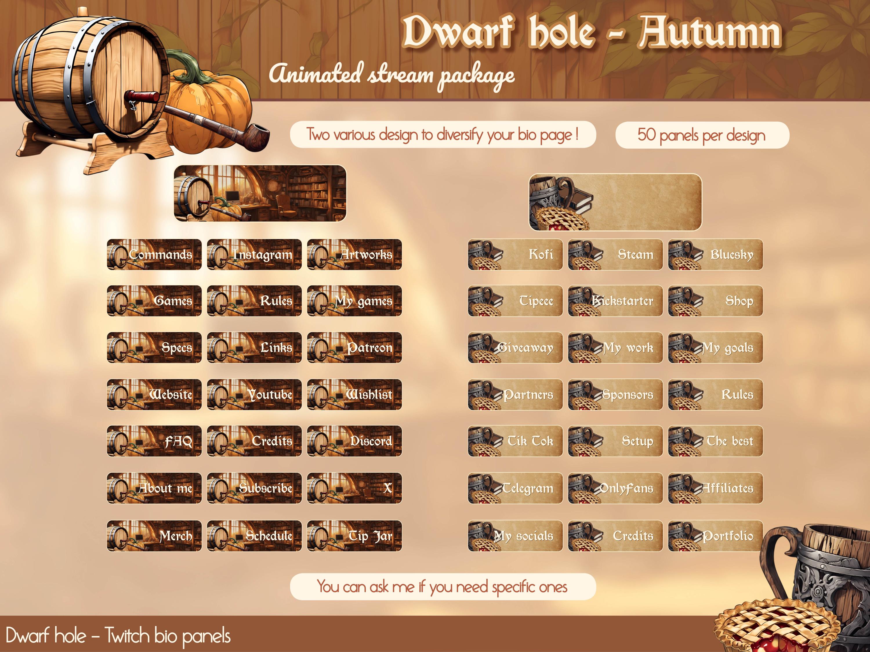 Dungeon and Dragons Twitch Overlay: Cottagecore Dwarf Hole, Autumn ...