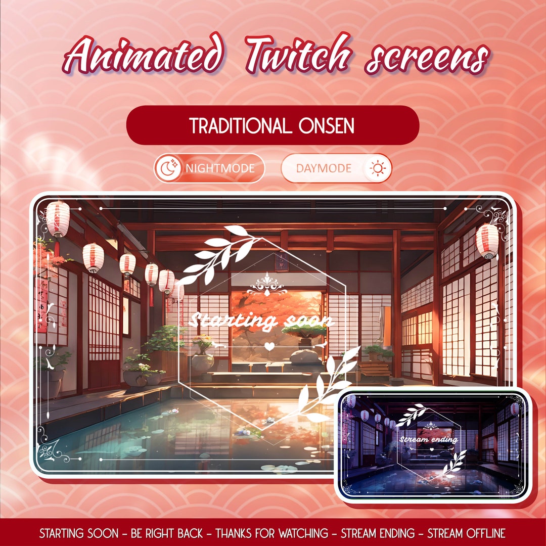 Samurai Japanese Onsen Animated Twitch Stream Screens: Hot Springs in ...