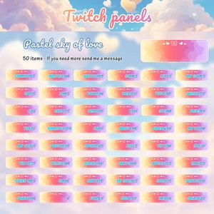 Pastel Sky of Love Twitch Animated Overlay Pack. Twitch Panels, Stream ...