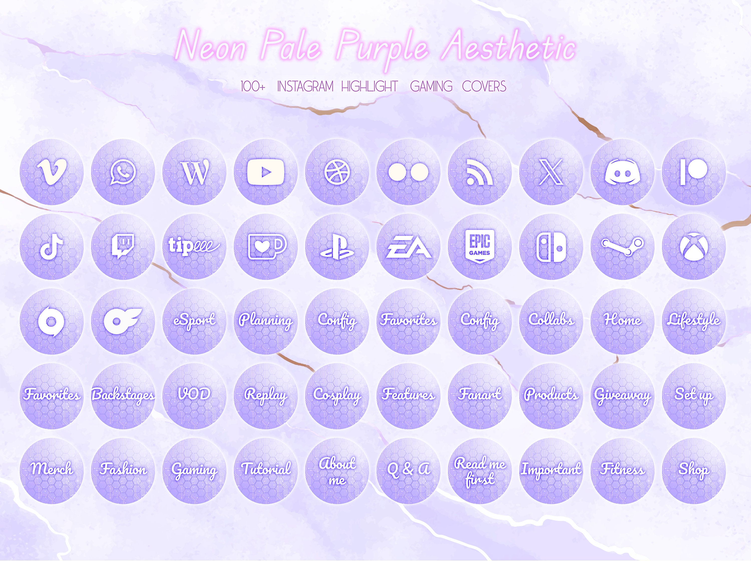 100 Neon Pale Purple Video Game Illustrated Instagram Highlight Story ...