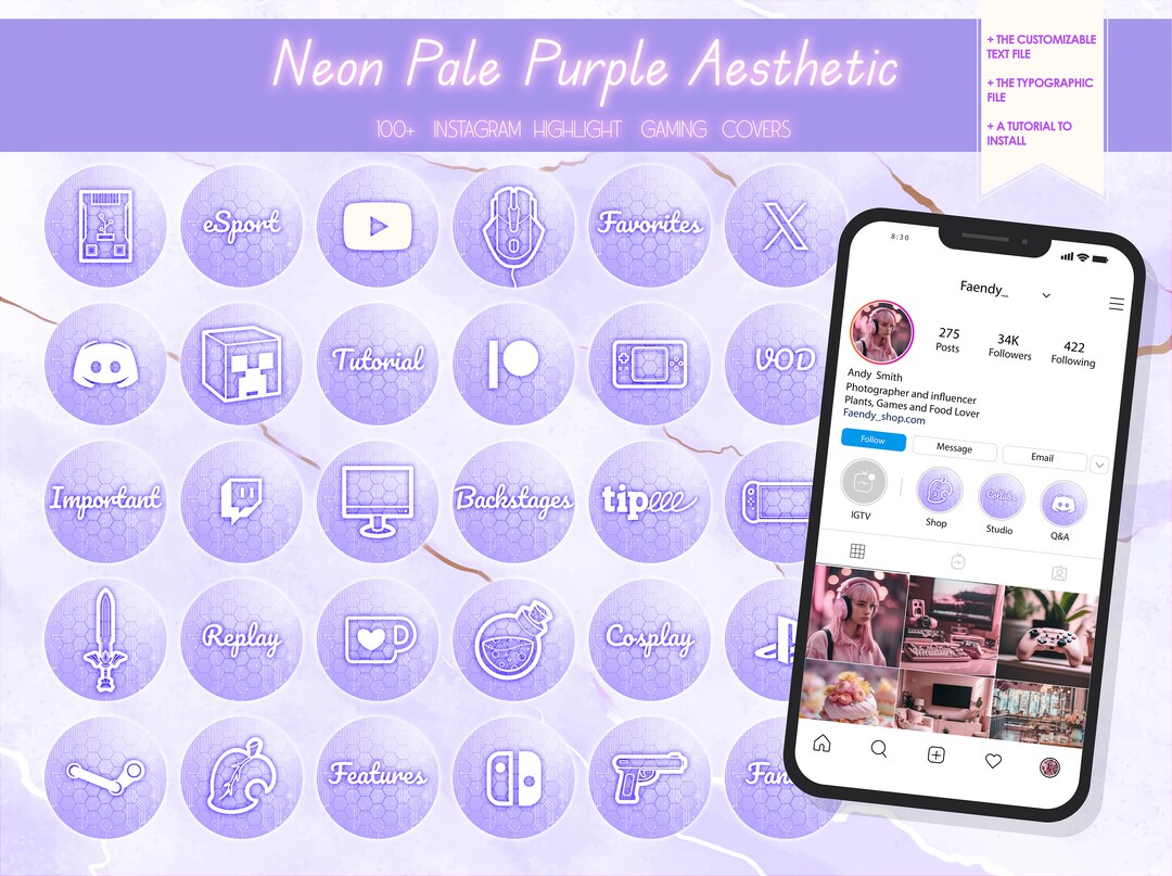 100 Neon Pale Purple Video Game Illustrated Instagram Highlight Story ...