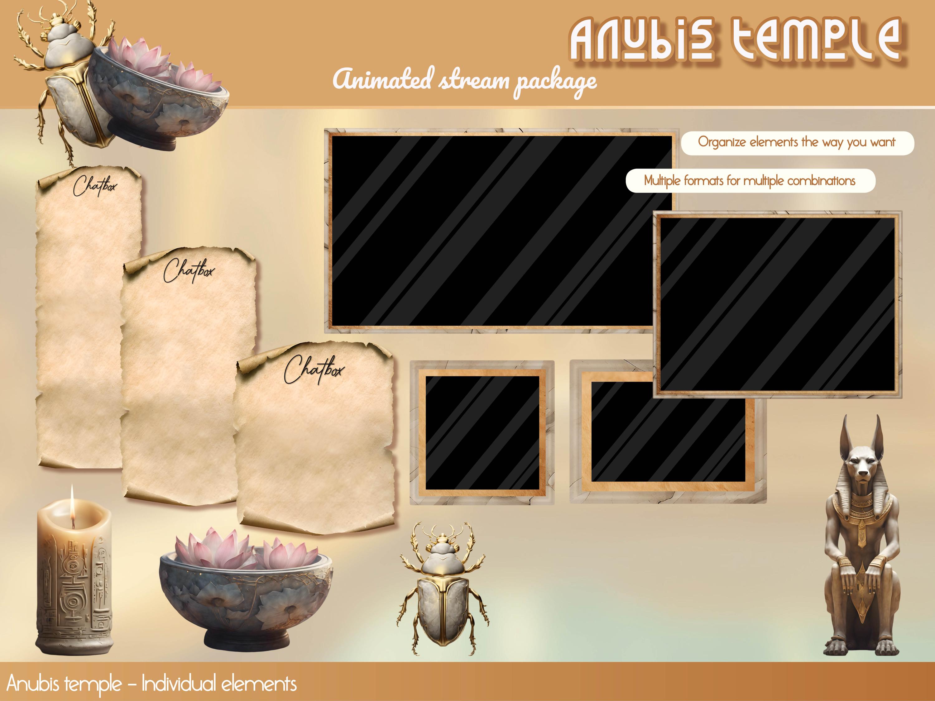 Anubis Temple Twitch Stream Package: Egyptian Vtuber Overlay (digital ...