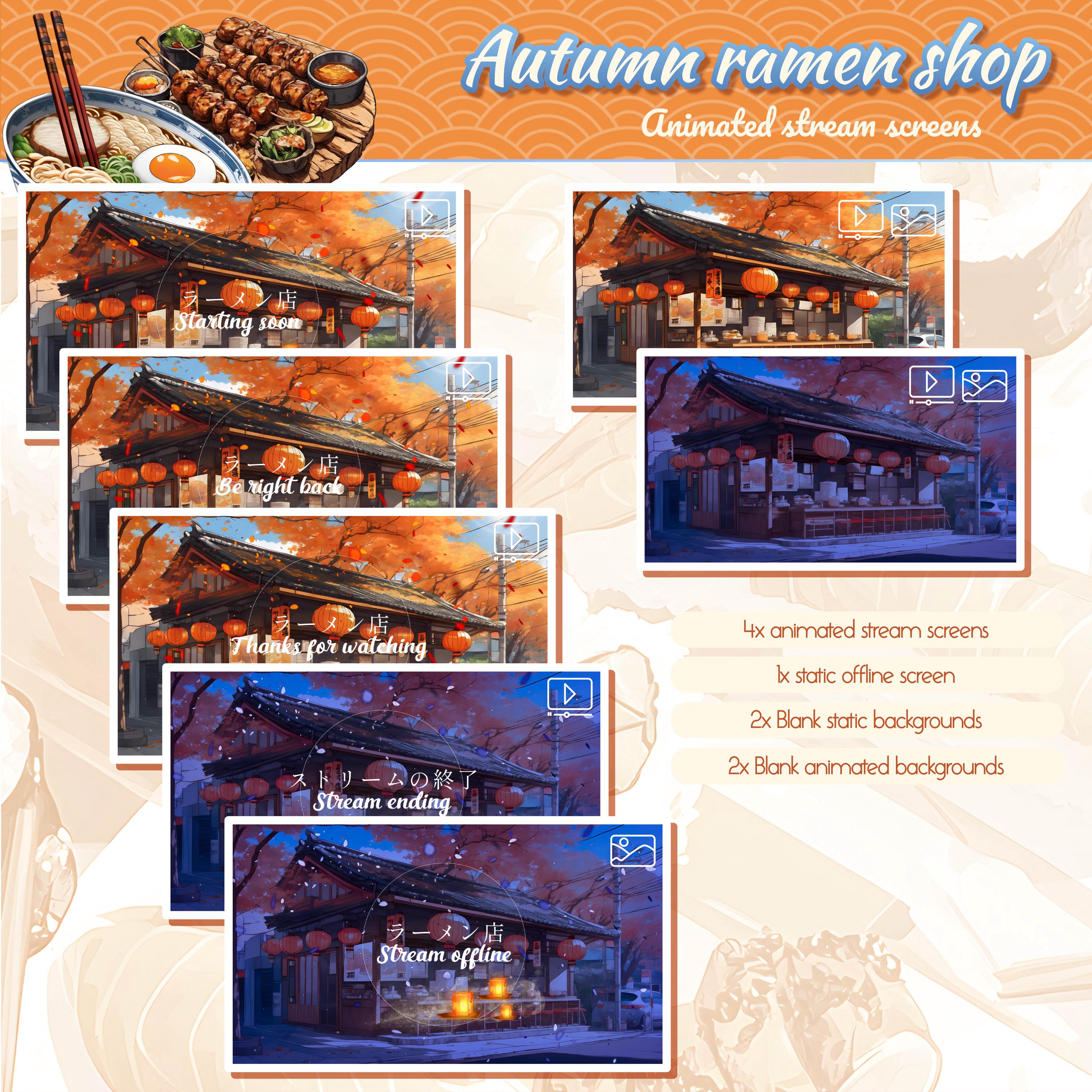 Autumn Ramen Shop Animated Stream Screens: Japan Food (digital Download ...