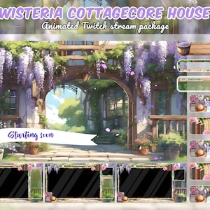 Wisteria Cottagecore House Twitch Animated Overlay Pack. Twitch Panels ...