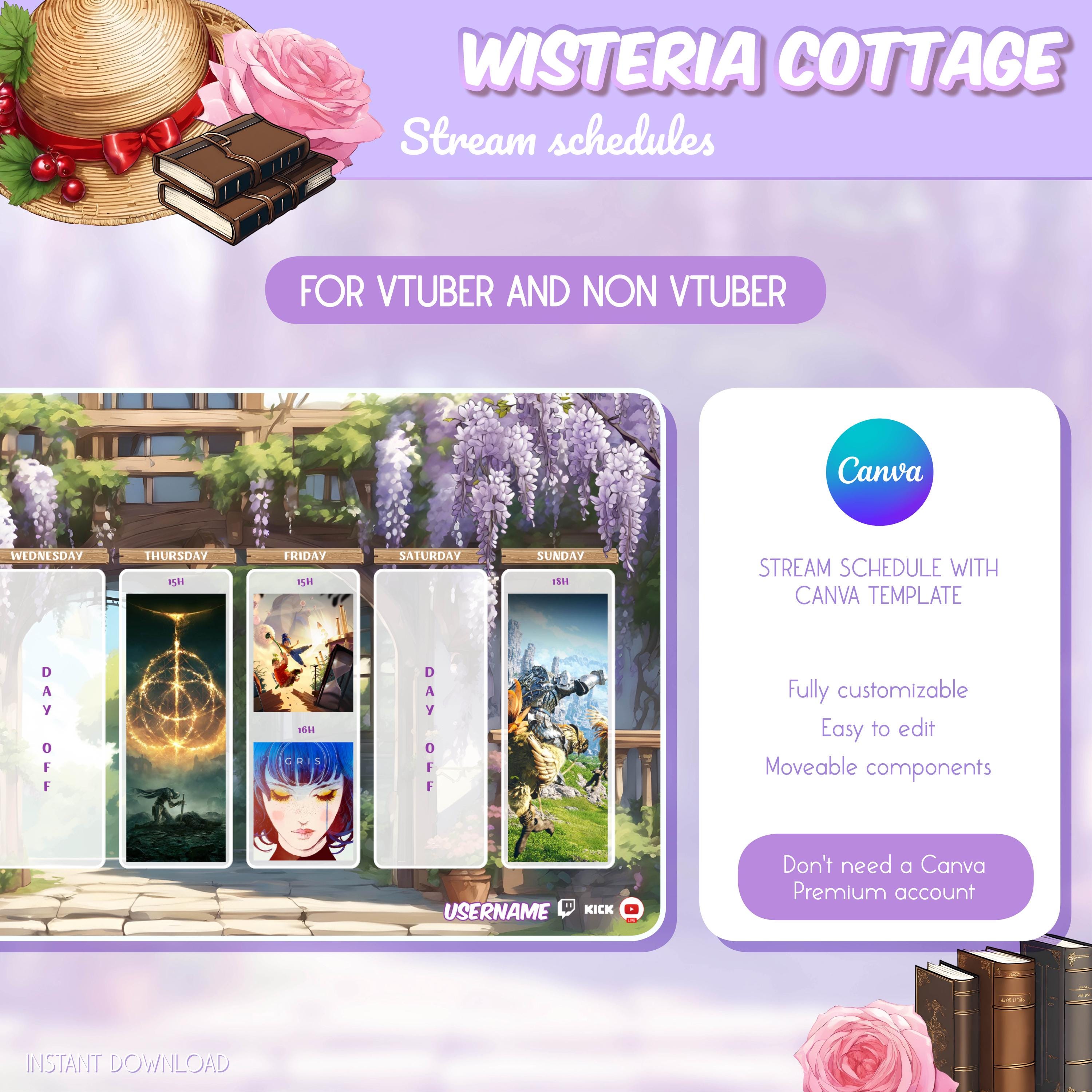 Wisteria Cottagecore House Stream Schedule. Schedule Template. Fantasy ...