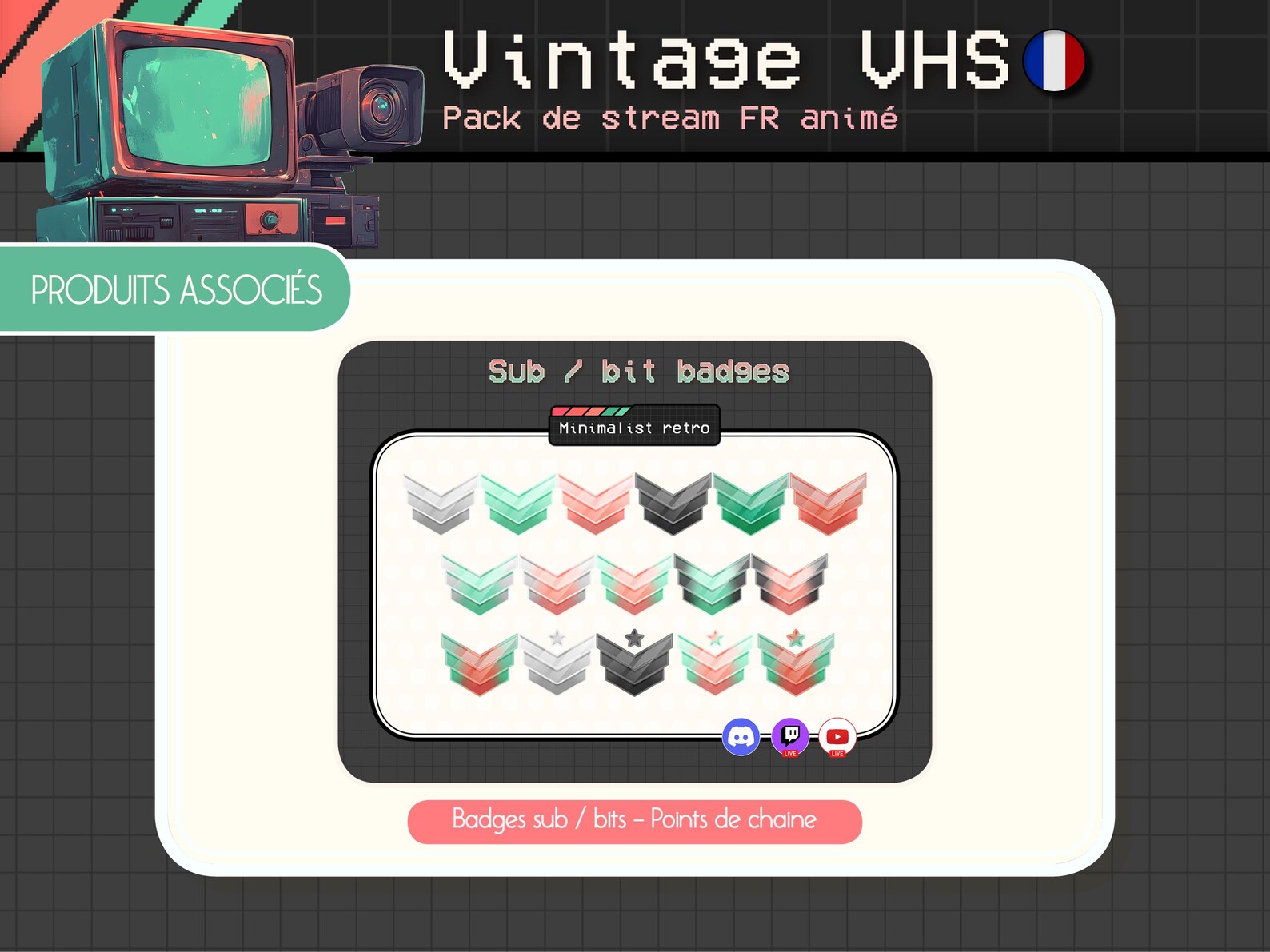 Retro Analog Horror Twitch Stream Package FRENCH : Vintage VHS Animated ...