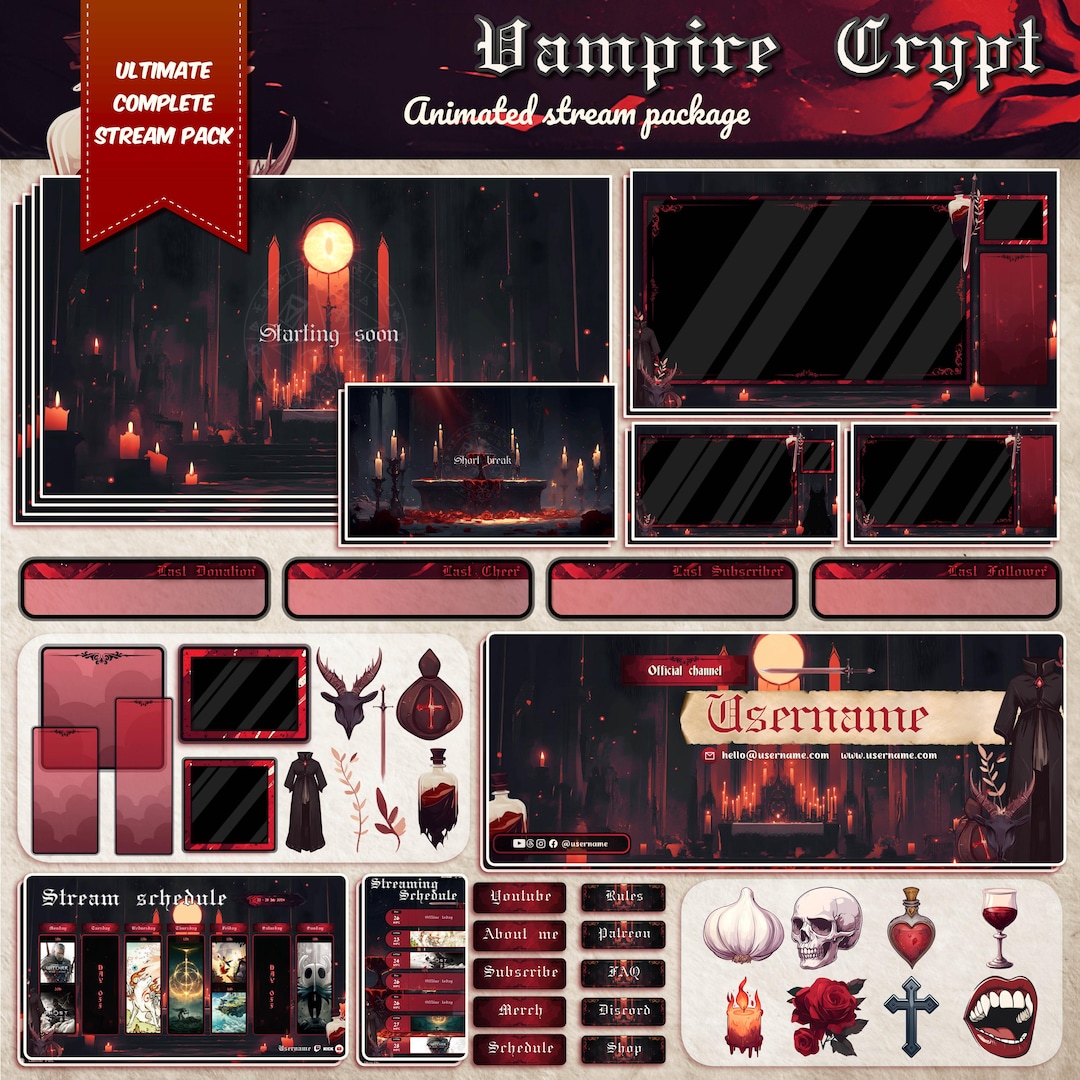 Paquete de transmisión completa de D&D Vampire Gothic Crypt ULTIMATE. Superposición de ...