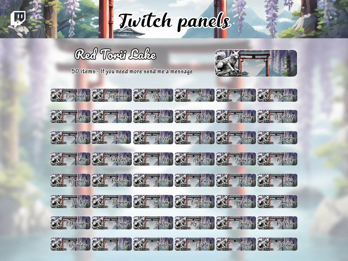 Red Torii Lake Animated Twitch Stream Package (digital Download) - Etsy
