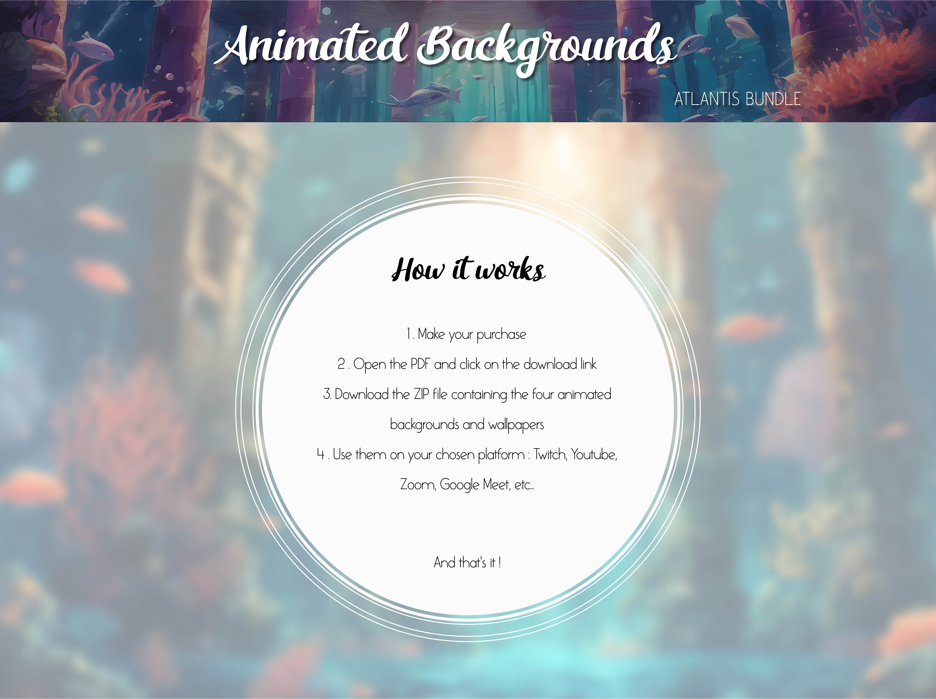 Atlantis Bundle ANIMATED BACKGROUNDS Lofi Art Digital Wall Art for ...